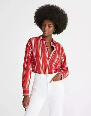 Madewell Oversized Poplin Button-up Shirt - Cherry Red