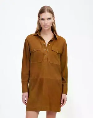 Madewell Suede Button-up Mini Shirtdress