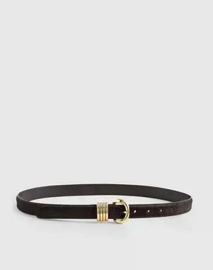 Madewell Metal Keeper Haircalf Belt - Chocolate Raisin