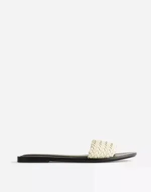 Madewell The Cora Woven Leather Slide Sandal - Alabaster