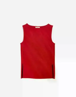 Madewell Sleeveless Boatneck Side Slit Tank - Crimson