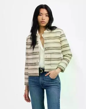Madewell Button-front Striped Tweed Jacket
