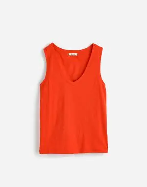 Madewell Slub Relaxed V-neck Tank - Bright Flame