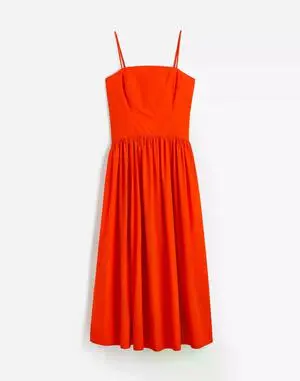 Madewell Poplin Seamed Maxi Dress - Fiery Orange