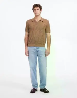 Madewell Diamond Pointelle Stitch Sweater Polo