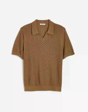 Madewell Diamond Pointelle Stitch Sweater Polo