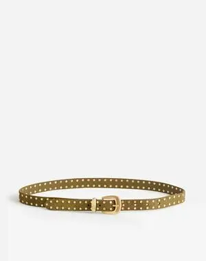 Madewell Flat Studded Western Suede Belt - Aged Olive