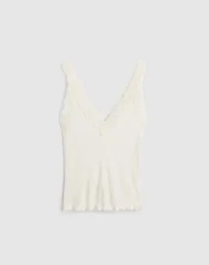 Madewell Lace-trim V-neck Tank - Vintage Ivory