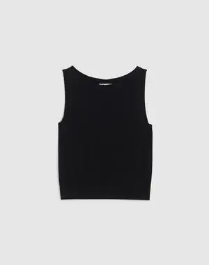 Madewell Boatneck Sleeveless Sweater - Black