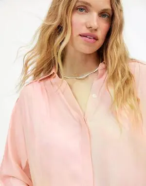 Madewell Long-sleeve Button-front Top - Pale Blush
