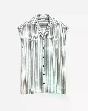 Madewell Striped Linen Utility Shirtdress