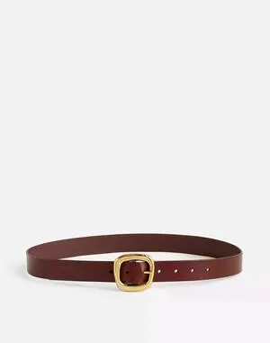 Madewell Sculptural Buckle Leather Belt - Soft Mahogany