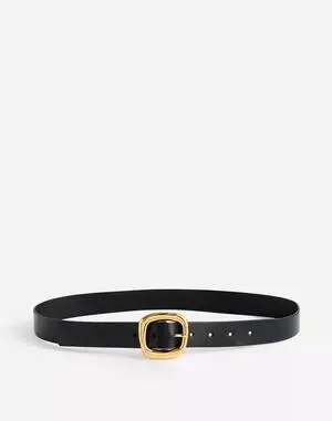 Madewell Sculptural Buckle Leather Belt - True Black