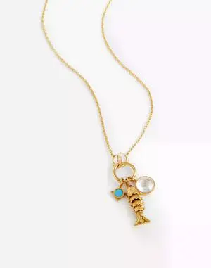 Madewell Fish Charm Necklace - Antique Gold