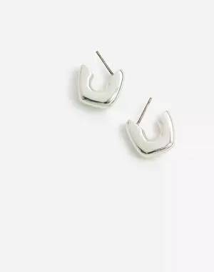 Madewell Sculptural Huggie Hoop Earrings - Light Silver Ox