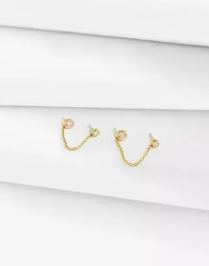 Madewell Demi-fine Chain Double Stud Earrings - 14k Gold