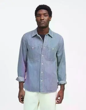 Madewell Indigo-dyed Shirt In Engineer Stripe