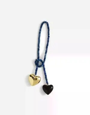 Madewell Double Heart Beaded Bag Charm - Midnight Navy