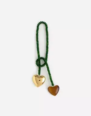 Madewell Double Heart Beaded Bag Charm Polished Bronze