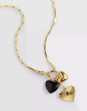 Madewell Engine Turned Heart Charm Necklace - Antique Gold