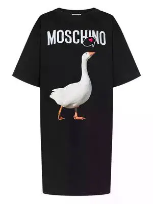 Moschino Goose-print T-shirt Dress - Black