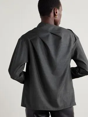 Loulou De Saison Asymmetric Pleated Draped Wool Top