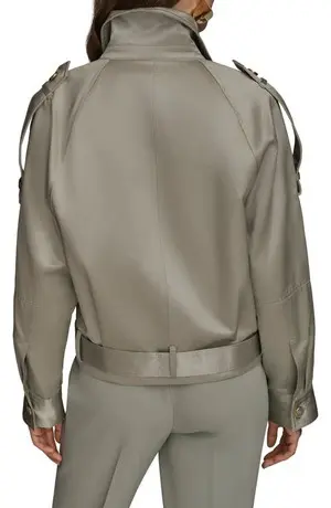 Donna Karan New York Belted Satin Bomber Jacket