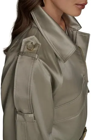 Donna Karan New York Belted Satin Bomber Jacket