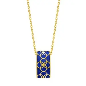 JAN LESLIE Sterling Silver With 18k Gold Overlay And Gemstone Pendant Necklace - Lapis