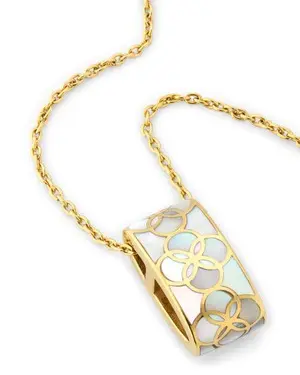 JAN LESLIE Sterling Silver With 18k Gold Overlay And Gemstone Pendant Necklace - White