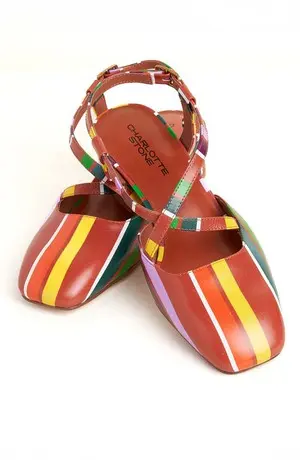 Charlotte Stone Vera Crisscross Slingback Low Block Heel Pump