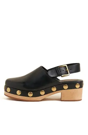 Charlotte Stone Jona Slingback Studded Clogs - Black