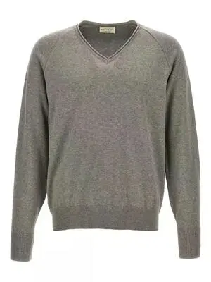 MA'RY'YA V-neck Raglan-sleeve Sweater - Grey