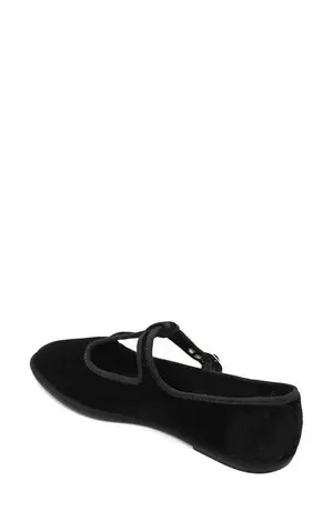 KENNETH COLE Verona T-strap Flat - Black Velvet
