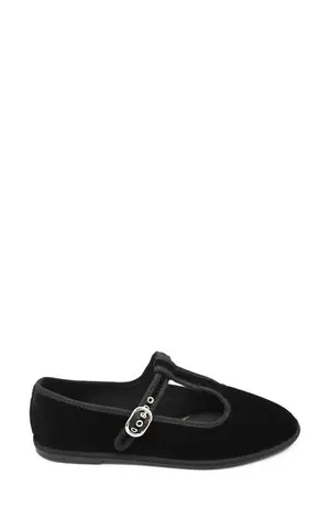 KENNETH COLE Verona T-strap Flat - Black Velvet