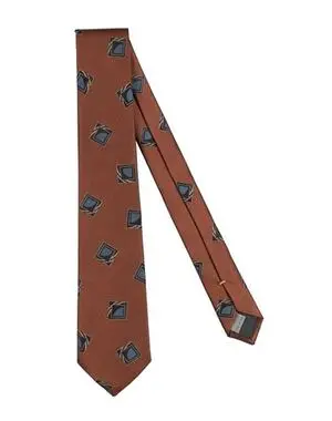 Canali Geometric-print Silk Necktie - Brown