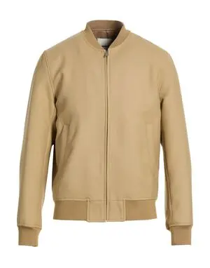 Sandro Bomber Jacket With Knitted Trims - Beige