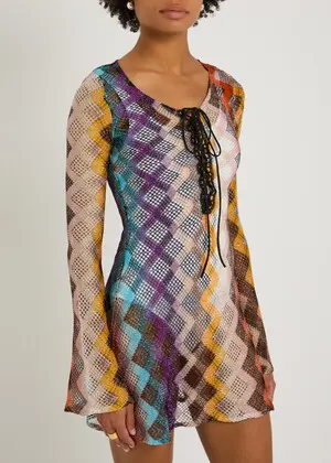 Missoni Zigzag Metallic Open-knit Mini Dress