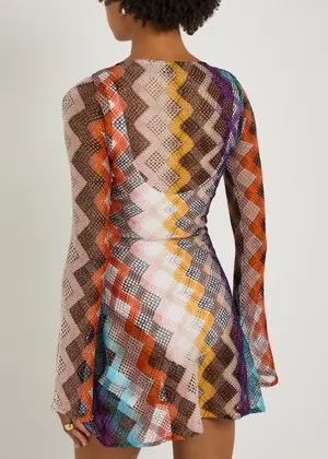 Missoni Zigzag Metallic Open-knit Mini Dress