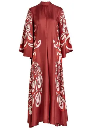 La DoubleJ Magnifico Printed Silk-twill Dress - Multicoloured
