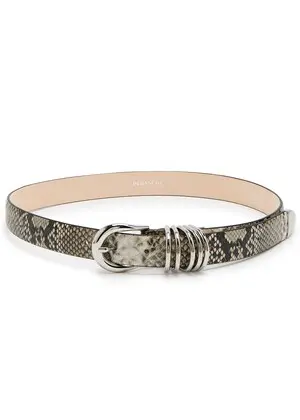 DEHANCHE Hollyhock Python-effect Leather Belt - White