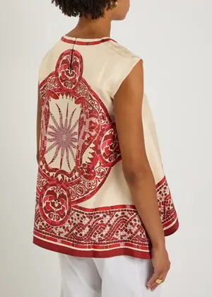 La DoubleJ San Carlo Printed Silk-twill Top - Multicoloured