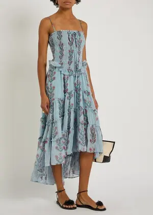 Free People Alejandra Floral Tiered Chiffon Midi Dress