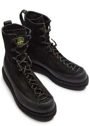 Stone Island Suede Hiking Boots - Black