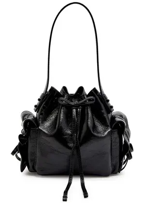 Acne Studios Multipocket Mini Crinkled Leather Bucket Bag
