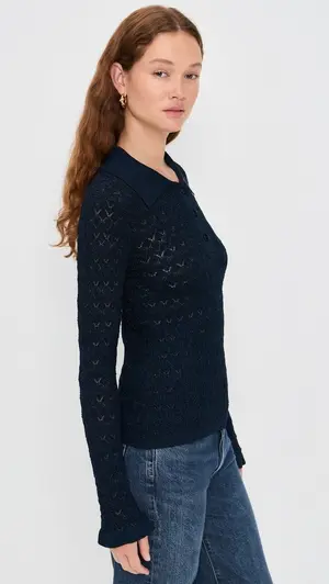 Sea Ruby Knit Long Sleeve Polo