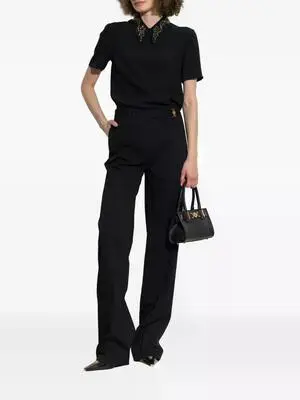 Versace Embellished-collar Short-sleeve Blouse - Black
