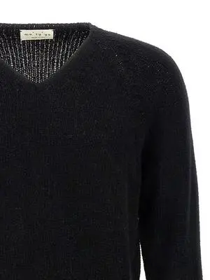 MA'RY'YA V-neck Bouclé Sweater - Black