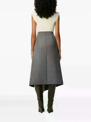 AMI Paris Wool Herringbone Wrap Midi Skirt - Grey