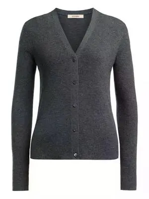 12 STOREEZ Ribbed V-neck Merino Wool Cardigan